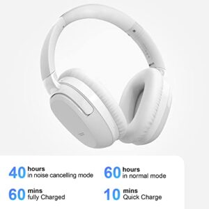 Eonome-Active-Noise-Cancelling-Headphones - S3 ANC Headphones - Hybrid Wireless Over-Ear Bluetooth Headphones with Mic,Multiple Modes,40H Playtime,Comfortable Protein Earcups(White)