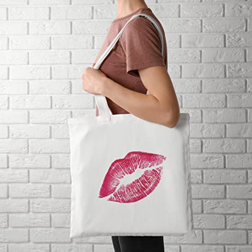 KISS MARK DESIGN, Reusable Tote Bag, Lightweight Grocery Shopping Cloth Bag, 13” x 14” with 20” Handles