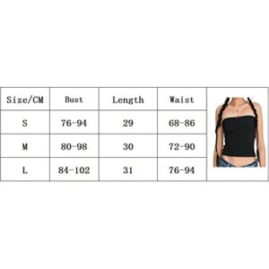 Women Lace Trim Strapless Tube Top Y2k Off Shoulder Backless Bandeau Top Knitted Aesthetic Crop Tank Top (B White,Small)