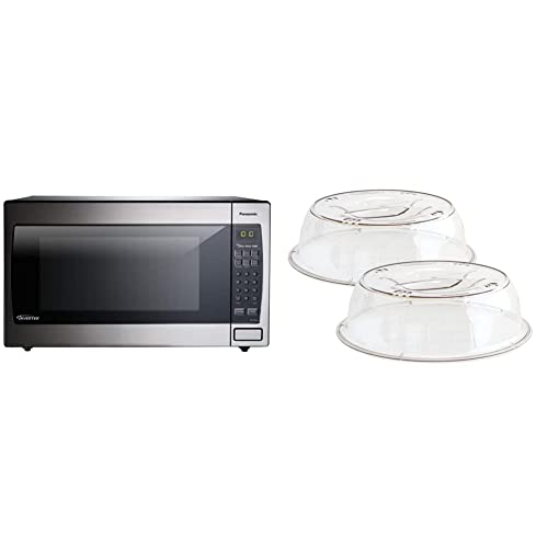 Panasonic Microwave Oven NN-SN966S Stainless Steel Countertop/Built-In with Inverter Technology and Genius Sensor, 2.2 Cubic Foot, 1250W & Nordic Ware Deluxe Microwave Cover, Clear