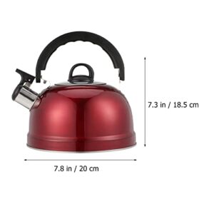 BESTonZON Tea Kettle Stove Whistling Tea Kettles Stainless Steel Teakettle Teapot with Ergonomic Handle Hot Water Boiling Sounding Kettle for Home Kitchen Red 3L Tea Pot