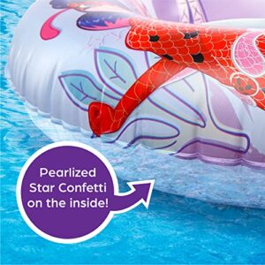 Miraculous Ladybug Officially Licensed Pool Float Raft Inflatable Tube - 30 Inches - Cat Noir and Ladybug - Filled with Star Confetti Glitter - Inner Tube Floatie Perfect for Beach, Pool, Lake