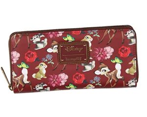 loungefly disney bambi allover print friends and flowers zip around wallet