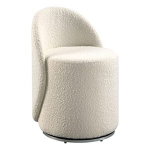 osp home furnishings lystra swivel barrel vanity chair with textured boucle fabric, cream