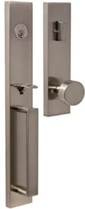 weslock xanthis single cylinder handle set with mesa knob (satin nickel, keyed handleset)