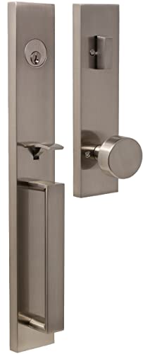 Weslock Xanthis Single Cylinder Handle Set with Mesa Knob (Satin Nickel, Keyed Handleset)