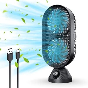 gaoyitk small oscillating desk fan, portable table fans with dual air circulation, 120° oscillation, black quiet usb tabletop tower fan for indoor home office bedroom desktop sleep work, 11 inch