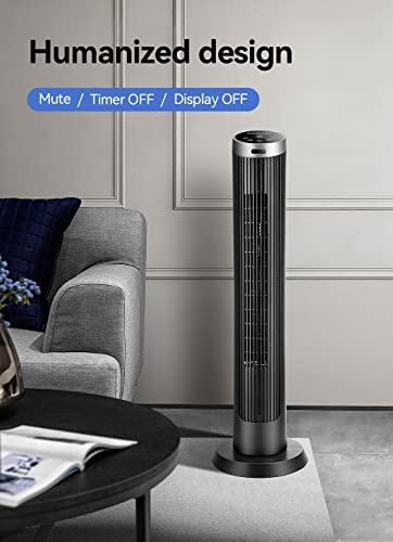 OmniBreeze Digital Electric Tower Fan, with Remote Control, LED Display, Standing Bladeless Floor Fans Cooling and Quite Indoor Living Room Bedroom use (36 Inch)…