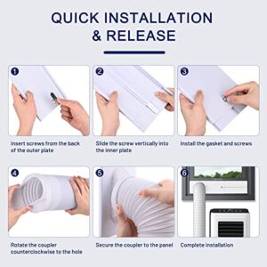 Winpull Portable Air Conditioner Windows Vent Kit with 5.9'' Exhaust Hose, Upgraded Interlocking Thickened Plate Window Seal for Portable AC, Universal Sliding AC Vent Kit