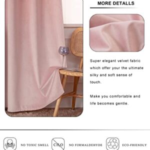 Blush Pink Velvet Curtains 108 inches Super Soft Home Decor Room Darkening Curtains 2 Panels Set, Thermal Insulated Velour Rod Pocket Velvet Drapes for Bedroom and Living Room