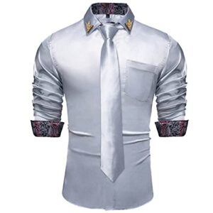 hldeth fashion grey men's shirt long sleeve formal wedding party shirt men's classic menswear (color : d, size : 2xl)