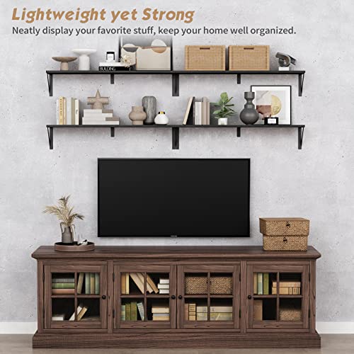 Forbena Floating Shelves 36 Inches Long 8 in Deep Set of 3, Large Wall Shelf for Bedroom Books, Heavy Duty Wide Wall Shelving for Closet Organizers and Storage, Living Laundry Room, Library (Black)