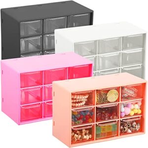 4 pack desktop storage organizer with 9 drawers craft organizer with mini drawers plastic organizers and storage drawers for craft jewelry cosmetics art sewing supplies storage