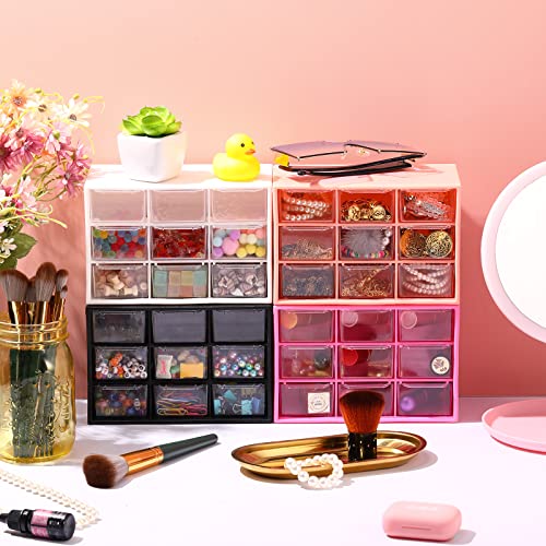 4 Pack Desktop Storage Organizer with 9 Drawers Craft Organizer with Mini Drawers Plastic Organizers and Storage Drawers for Craft Jewelry Cosmetics Art Sewing Supplies Storage