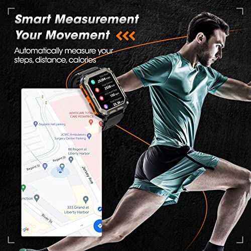 Military Smart Watch for Men (Answer/Make Call), Rugged Tactical Smartwatch for Android Phones and iPhone with 2 Straps, 10 ATM Waterproof Outdoor Sports Fitness Tracker with Heart Rate, Sleep Monitor