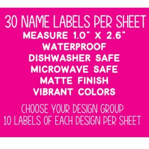 Custom Personalized Waterproof Dishwasher Safe Name Labels for kids and babies in Daycare, school, camp, stickers for Baby Bottles, Lunch Boxes and School Supplies. Cute Bee, Sun Design Name Stickers