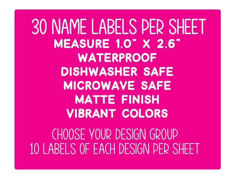 Custom Personalized Waterproof Dishwasher Safe Name Labels for kids and babies in Daycare, school, camp, stickers for Baby Bottles, Lunch Boxes and School Supplies. Cute Bee, Sun Design Name Stickers