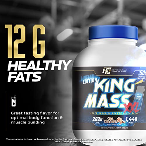 Ronnie Coleman Signature Series King Mass XXL Mass Gainer Protein Powder, Muscle Gainer, 50g Protein, 285g Carbohydrates, 1,400+ Calories, Creatine and Glutamine, 6lb (Vanilla (6 Pound))