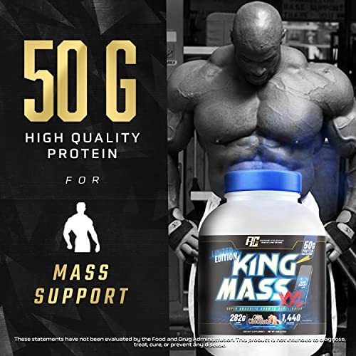 Ronnie Coleman Signature Series King Mass XXL Mass Gainer Protein Powder, Muscle Gainer, 50g Protein, 285g Carbohydrates, 1,400+ Calories, Creatine and Glutamine, 6lb (Vanilla (6 Pound))