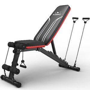 flybird adjustable weight bench workout bench for home gym, 15 degree decline sit-up, sturdy durable folding weight bench for years of workout -fbgear23