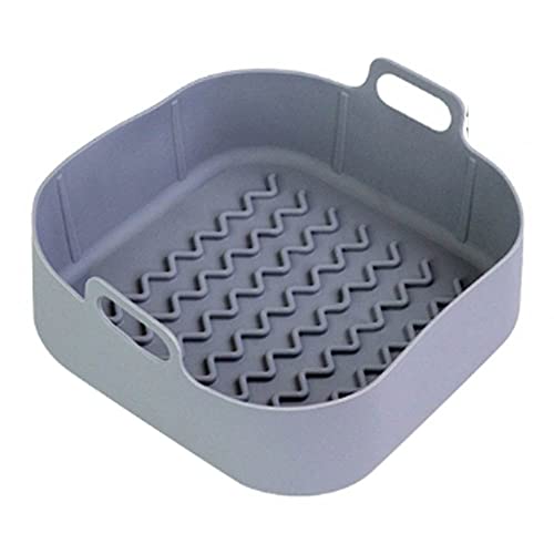 Reusable Airfryer Silicone Basket Pot Easy To Clean Oven Baking Tray Round Liner Pizza Plate Grill Pan Mat Air Fryer Accessories (Color : GrayE)