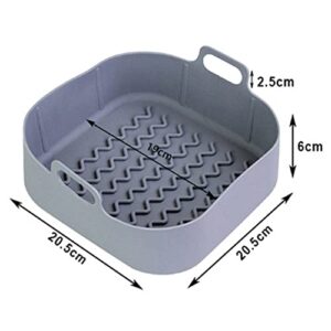 Reusable Airfryer Silicone Basket Pot Easy To Clean Oven Baking Tray Round Liner Pizza Plate Grill Pan Mat Air Fryer Accessories (Color : GrayE)