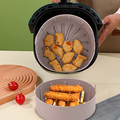 Reusable Airfryer Silicone Basket Pot Easy To Clean Oven Baking Tray Round Liner Pizza Plate Grill Pan Mat Air Fryer Accessories (Color : GrayE)