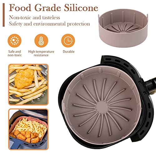 Reusable Airfryer Silicone Basket Pot Easy To Clean Oven Baking Tray Round Liner Pizza Plate Grill Pan Mat Air Fryer Accessories (Color : GrayE)