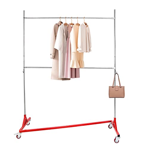 Migoda Z Rack Collapsible Rack,Height Adjustable Rolling Z Rack Clothes Rack, Heavy Duty Z Rack Garment Rack with Wheels - Ideal for Bedroom Storage and Organization(24x63x85in)