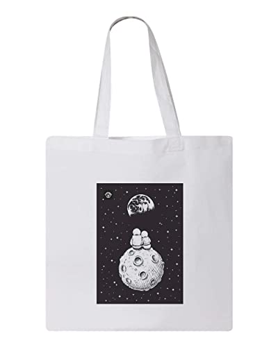 DATING ASTRONAUT DESIGN, Reusable Tote Bag, Lightweight Grocery Shopping Cloth Bag, 13” x 14” with 20” Handles