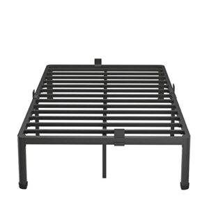 MAF 18 Inch Full Size Bed Frame with Round Corner Legs Mattress Slide Stopper No Box Spring Needed Heavy Duty Metal Platform Bed Frames Under-Bed Storage Space, 3000 LBS Steel Slats Support