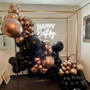 Bezente Rose Gold Black Balloons Garland Kit, 100Pcs Metallic Chrome Rose Gold Black and Rose Gold Confetti Balloons Arch for Wedding, Birthday, Graduation, Baby Shower Party Decoration