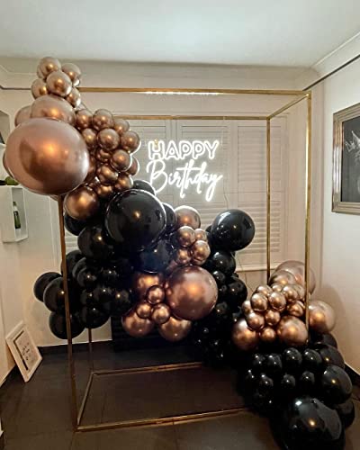 Bezente Rose Gold Black Balloons Garland Kit, 100Pcs Metallic Chrome Rose Gold Black and Rose Gold Confetti Balloons Arch for Wedding, Birthday, Graduation, Baby Shower Party Decoration