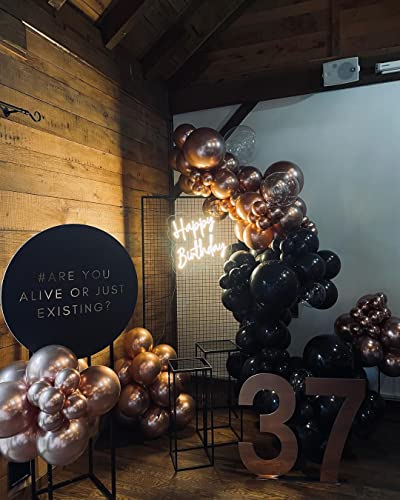 Bezente Rose Gold Black Balloons Garland Kit, 100Pcs Metallic Chrome Rose Gold Black and Rose Gold Confetti Balloons Arch for Wedding, Birthday, Graduation, Baby Shower Party Decoration