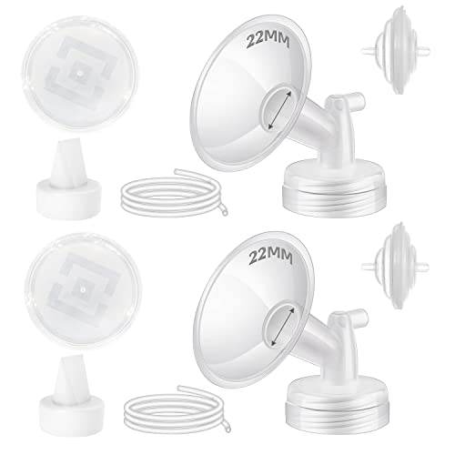 Begical Pump Parts Compatible with Spectra S2 S1 9 Plus Motif Luna Amada MYA Breastpump, Incl 22mm Flange White Valve Tubing Backflow Protector Flange Cover, Replace Original Pump Accessories (22mm)