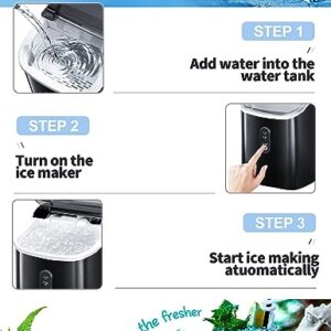 ZAFRO Nugget Ice Maker Countertop, Pebble Ice Maker Machine with Self-Cleaning, 35Lbs/24Hrs, Pellet Ice Maker with Ice Basket/Ice Scoop/Ice Bag for Home/Office/Bar/Party, Black