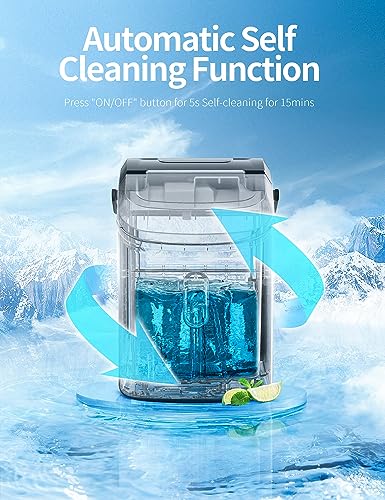 ZAFRO Nugget Ice Maker Countertop, Pebble Ice Maker Machine with Self-Cleaning, 35Lbs/24Hrs, Pellet Ice Maker with Ice Basket/Ice Scoop/Ice Bag for Home/Office/Bar/Party, Black