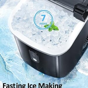 ZAFRO Nugget Ice Maker Countertop, Pebble Ice Maker Machine with Self-Cleaning, 35Lbs/24Hrs, Pellet Ice Maker with Ice Basket/Ice Scoop/Ice Bag for Home/Office/Bar/Party, Black