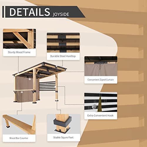 Joyside Cedar Wood Gazebo 10 ft. x 12 ft. - Patio Wood Gazebo with Cedar Frame and Metal Steel Roof Panels, Hardtop Gazebo for Patio Lawn Deck and Parties