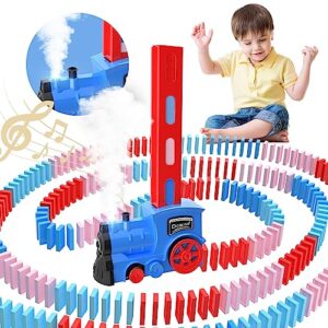 kids games domino train toys,200pcs automatic domino train toy for boys 4-6,toddler toys train domino stacker with steam,light,storage bag,dominoes for kids creative birthday gifts boys,girls age 3-6