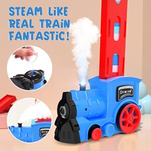 Kids Games Domino Train Toys,200PCS Automatic Domino Train Toy for Boys 4-6,Toddler Toys Train Domino Stacker with Steam,Light,Storage Bag,Dominoes for Kids Creative Birthday Gifts Boys,Girls Age 3-6