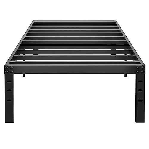 ALDRICH 14 Inch Metal Twin Bed Frame - Single Black Basic Anti Squeak Steel Slats Platform, Easy Assembly Heavy Duty Noise Free Bedframes, No Box Spring Needed