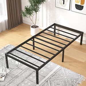 ALDRICH 14 Inch Metal Twin Bed Frame - Single Black Basic Anti Squeak Steel Slats Platform, Easy Assembly Heavy Duty Noise Free Bedframes, No Box Spring Needed