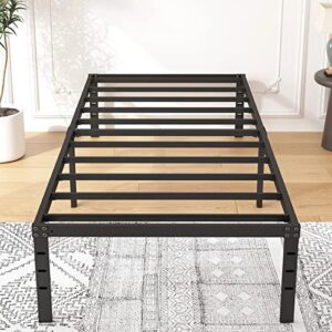 ALDRICH 14 Inch Metal Twin Bed Frame - Single Black Basic Anti Squeak Steel Slats Platform, Easy Assembly Heavy Duty Noise Free Bedframes, No Box Spring Needed