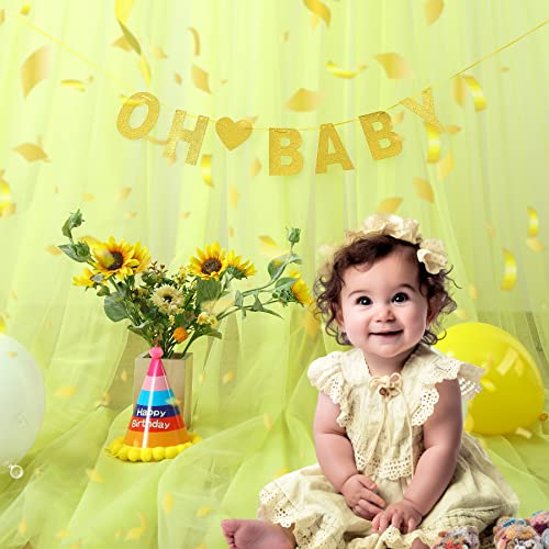 Yellow Tulle Backdrop Curtains for Parties 10ft X 8ft Sheer Backdrop Curtains for Sunflower Honeybee Baby Shower Birthday Party Photoshoot Background Decorations