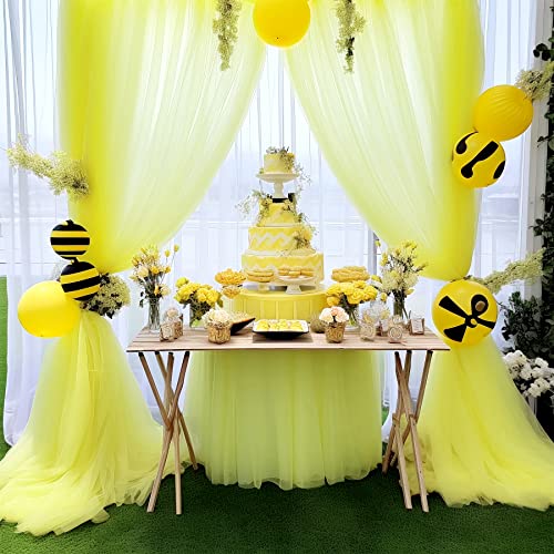 Yellow Tulle Backdrop Curtains for Parties 10ft X 8ft Sheer Backdrop Curtains for Sunflower Honeybee Baby Shower Birthday Party Photoshoot Background Decorations