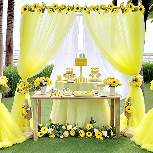 Yellow Tulle Backdrop Curtains for Parties 10ft X 8ft Sheer Backdrop Curtains for Sunflower Honeybee Baby Shower Birthday Party Photoshoot Background Decorations