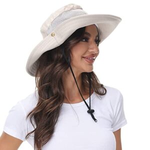 Summer Sun Hat Women Wide Brim Breathable Outdoor Hiking Hat Summer Fishing Hat with Adjustable Drawstring