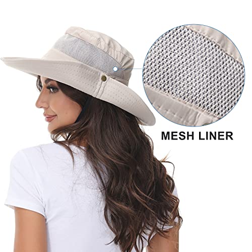 Summer Sun Hat Women Wide Brim Breathable Outdoor Hiking Hat Summer Fishing Hat with Adjustable Drawstring