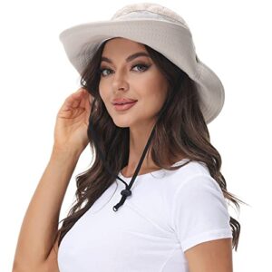 Summer Sun Hat Women Wide Brim Breathable Outdoor Hiking Hat Summer Fishing Hat with Adjustable Drawstring